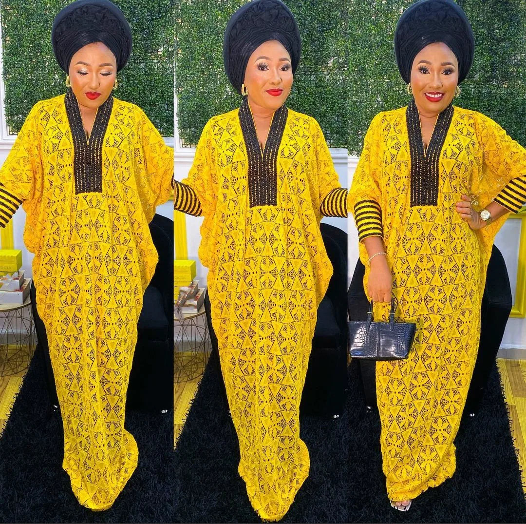 Elegant African Dresses for Women Traditional Dashiki Lace Boubou Plus ...